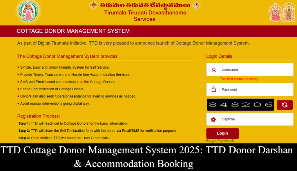 TTD Cottage Donor Management System 2025: TTD Donor Darshan ...